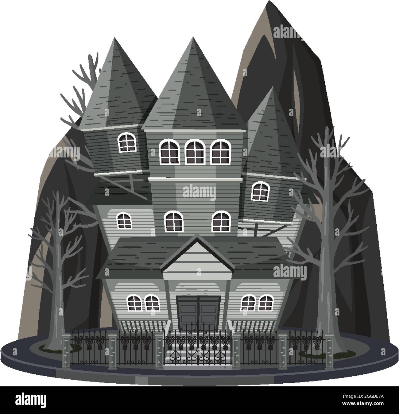 Haunted mansion exterior on white background illustration Stock Vector ...