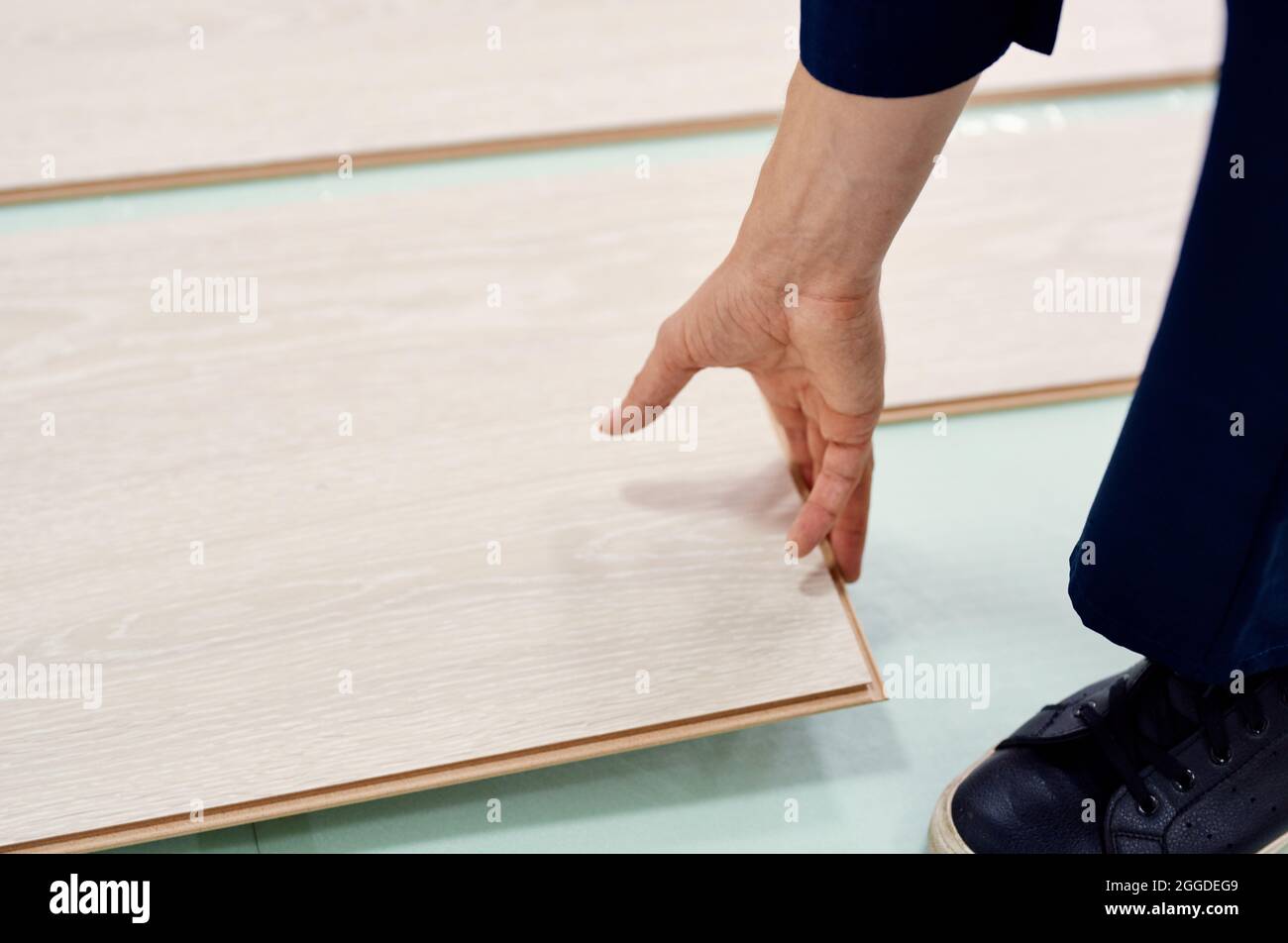 laminate construction in the room renovation installation Stock Photo ...
