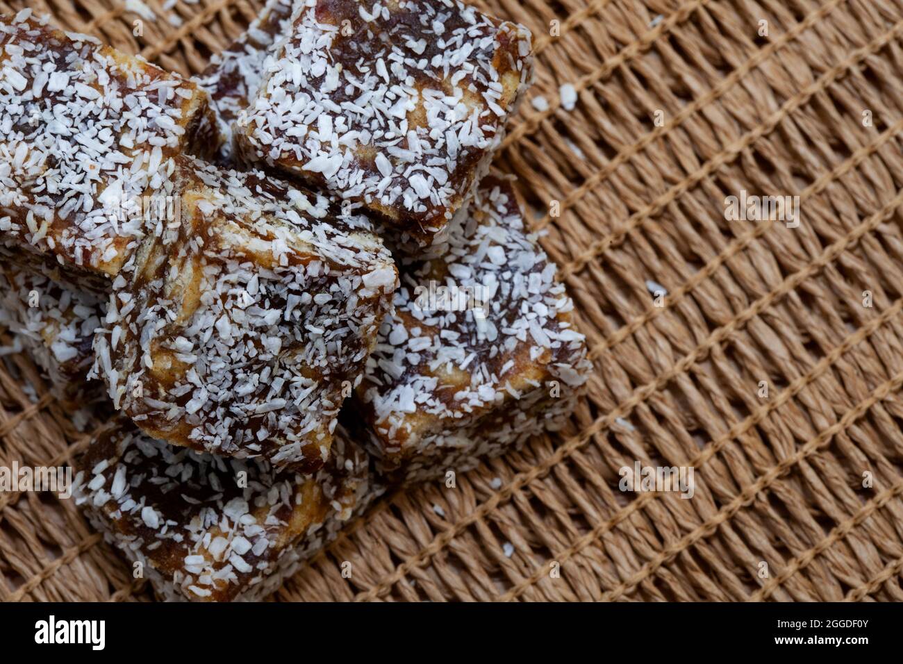 square healthy vegan date bites Stock Photo - Alamy