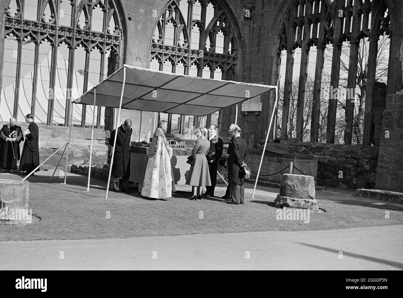 A view of Her Majesty the Queen and the Duke of Edinburgh with the ...