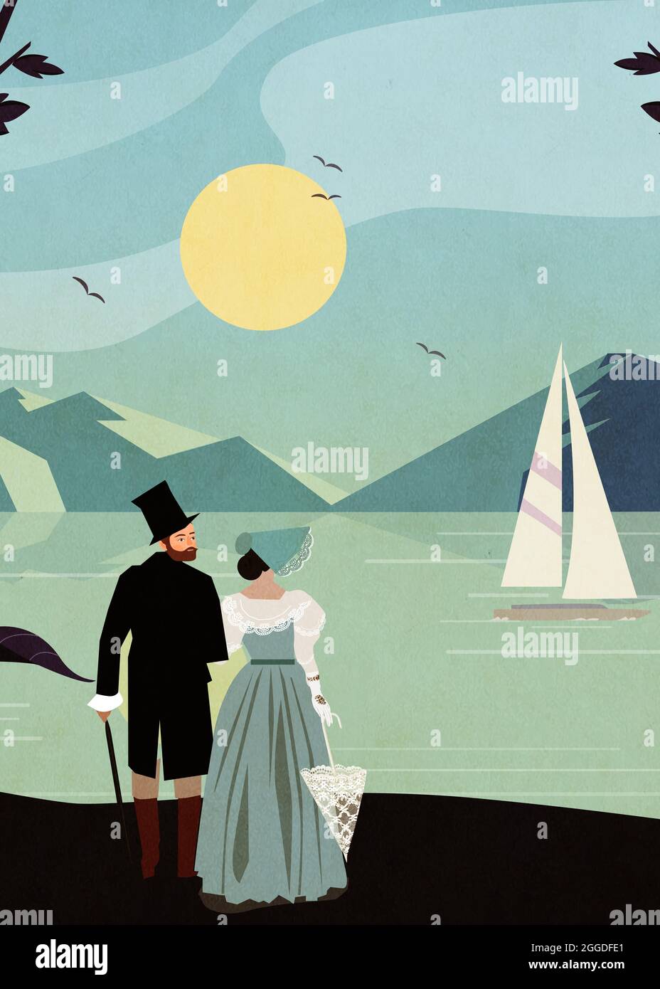 Victorian Man And Woman And Carriage High Resolution Stock Photography ...