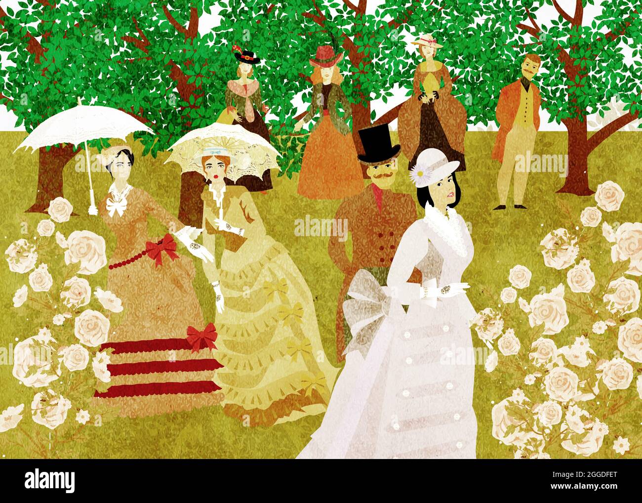 Exit to the nature of people in the Victorian period Stock Photo - Alamy