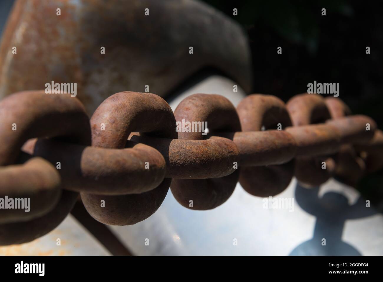 Close-up of an old rusty massive chain of an old tow truck Stock Photo ...