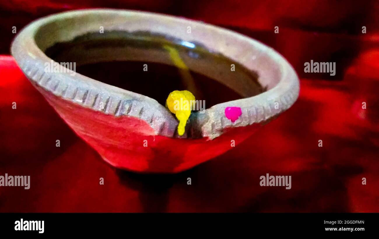 Diwali Diya, oil lamp beautifully decorated on the festive occasion of ...