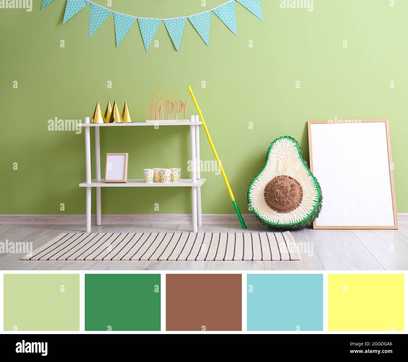 Interior of modern room with pinata. Different color patterns Stock ...