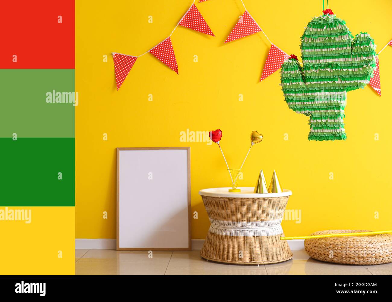 Interior of modern room with pinata. Different color patterns Stock ...