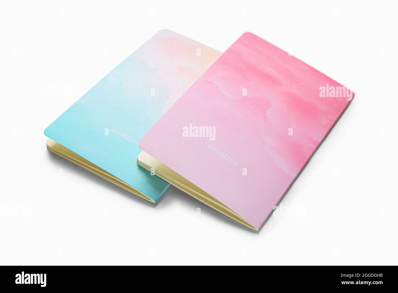 Stylish notebooks on white background Stock Photo - Alamy
