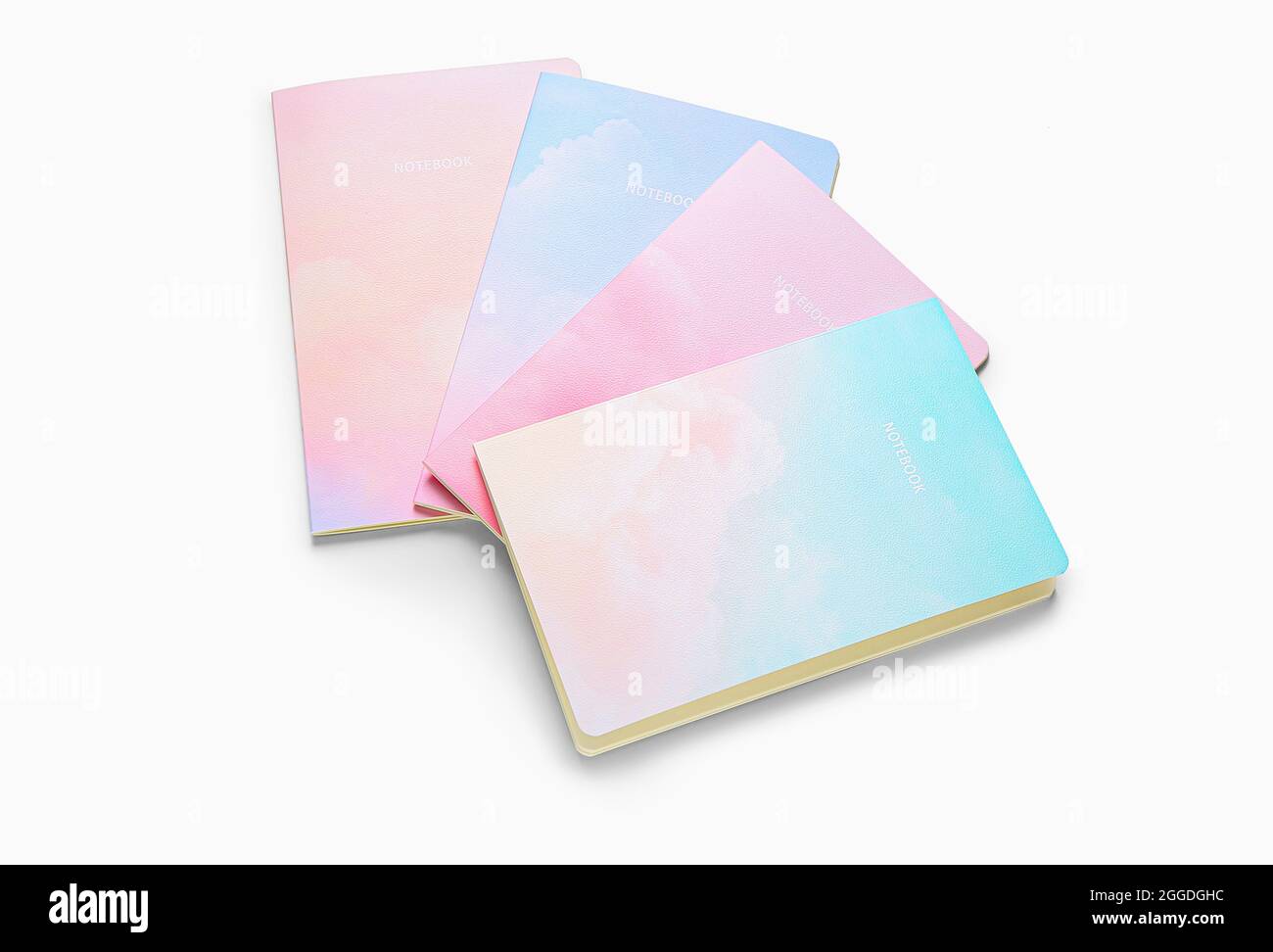 Stylish notebooks on white background Stock Photo - Alamy