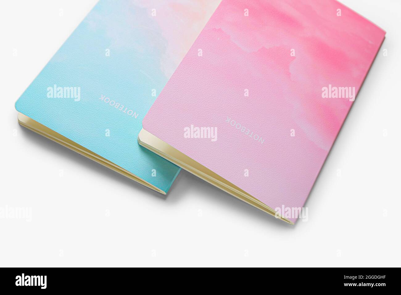 Stylish notebooks on white background, closeup Stock Photo - Alamy