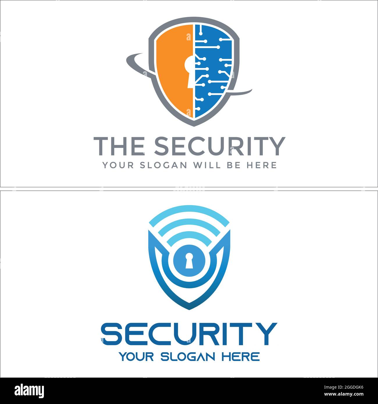 Platform security with shield circuit keyhole symbol logo design Stock ...
