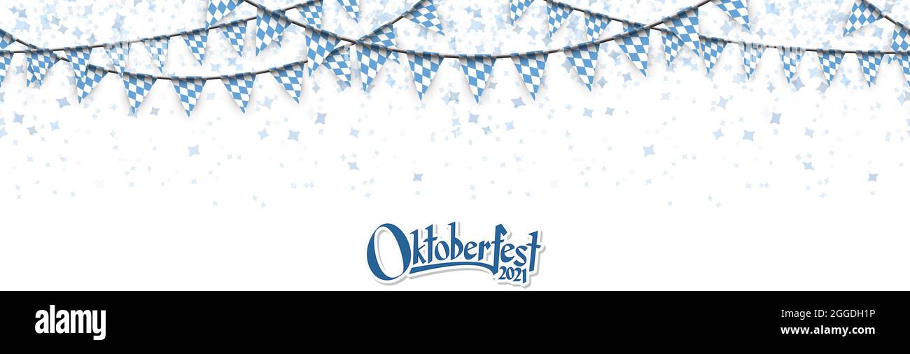 Oktoberfest 2021 garlands having blue-white checkered pattern and blue confetti Stock Vector ...