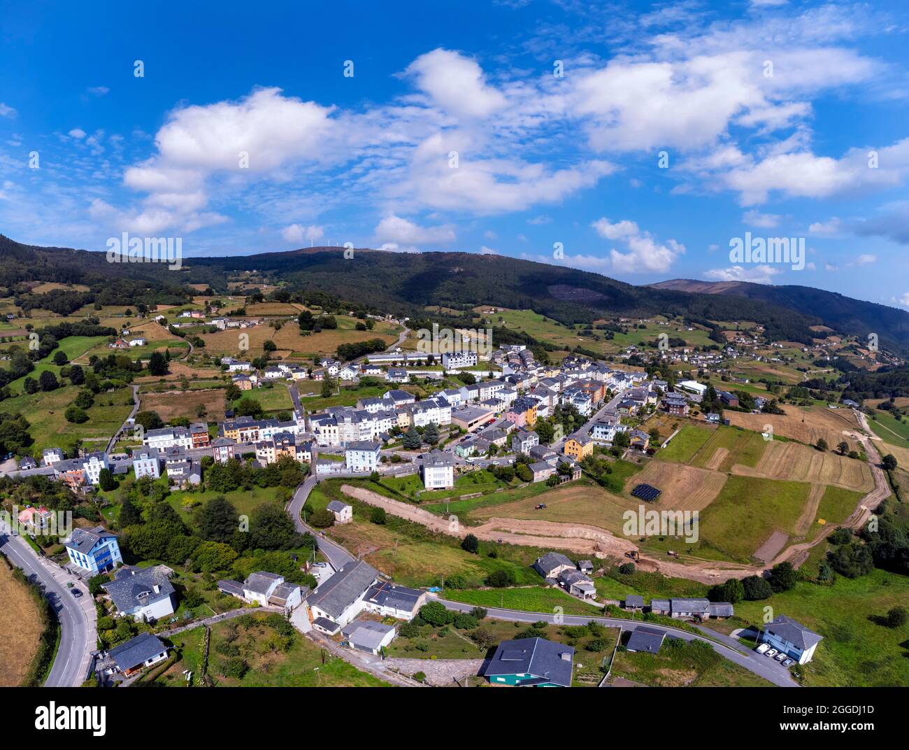 Aerial view of Boal in Asturias, Spain. The town of Boal is the capital ...