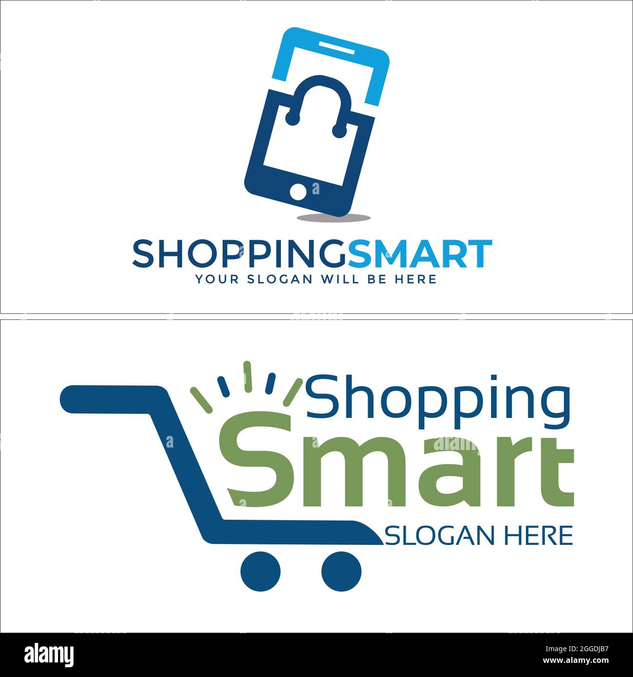 Shopping retail e-commerce with cart bag and hand phone logo design ...