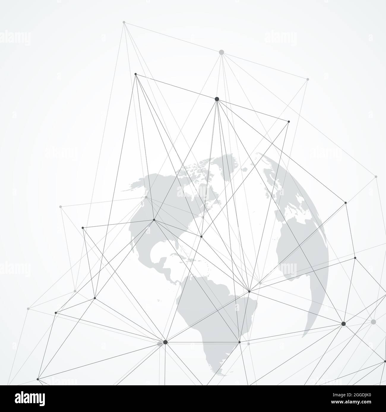 Global network connections with points and lines. Wireframe background ...