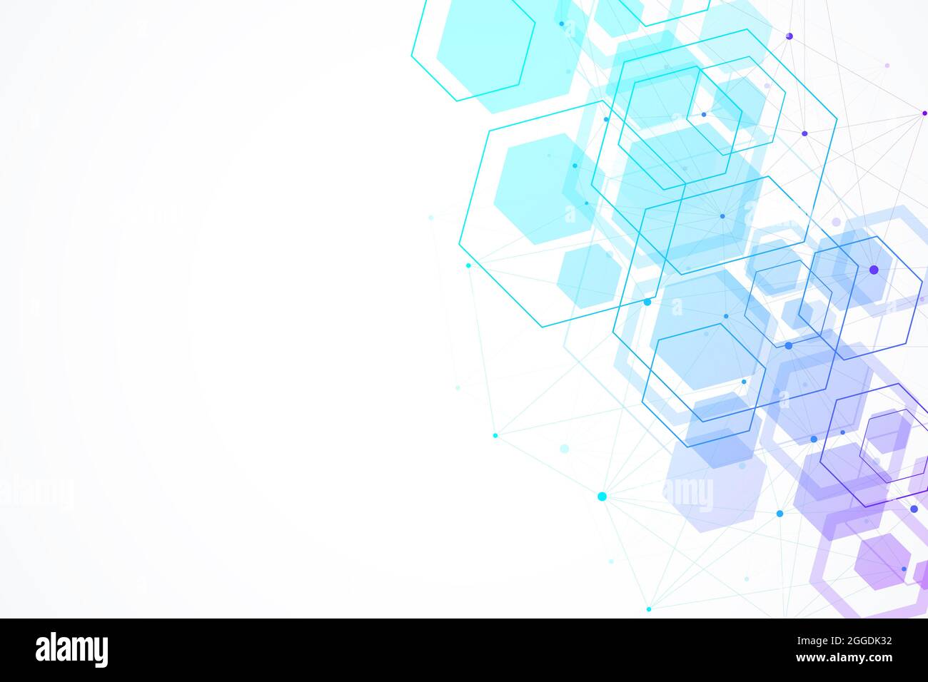 Abstract hexagonal background with waves. Hexagonal molecular ...