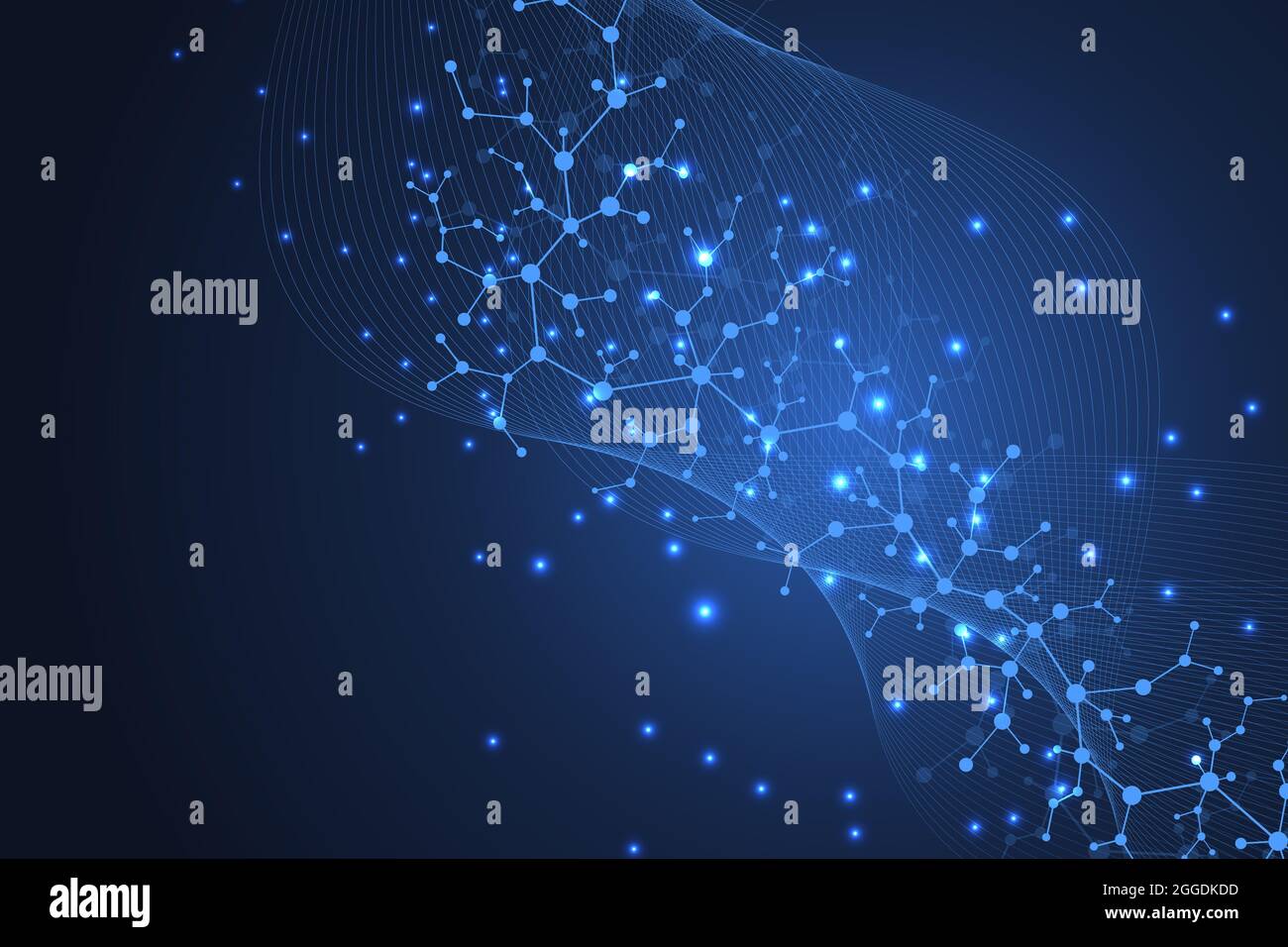 Scientific molecule background with flow waves for medicine, science ...