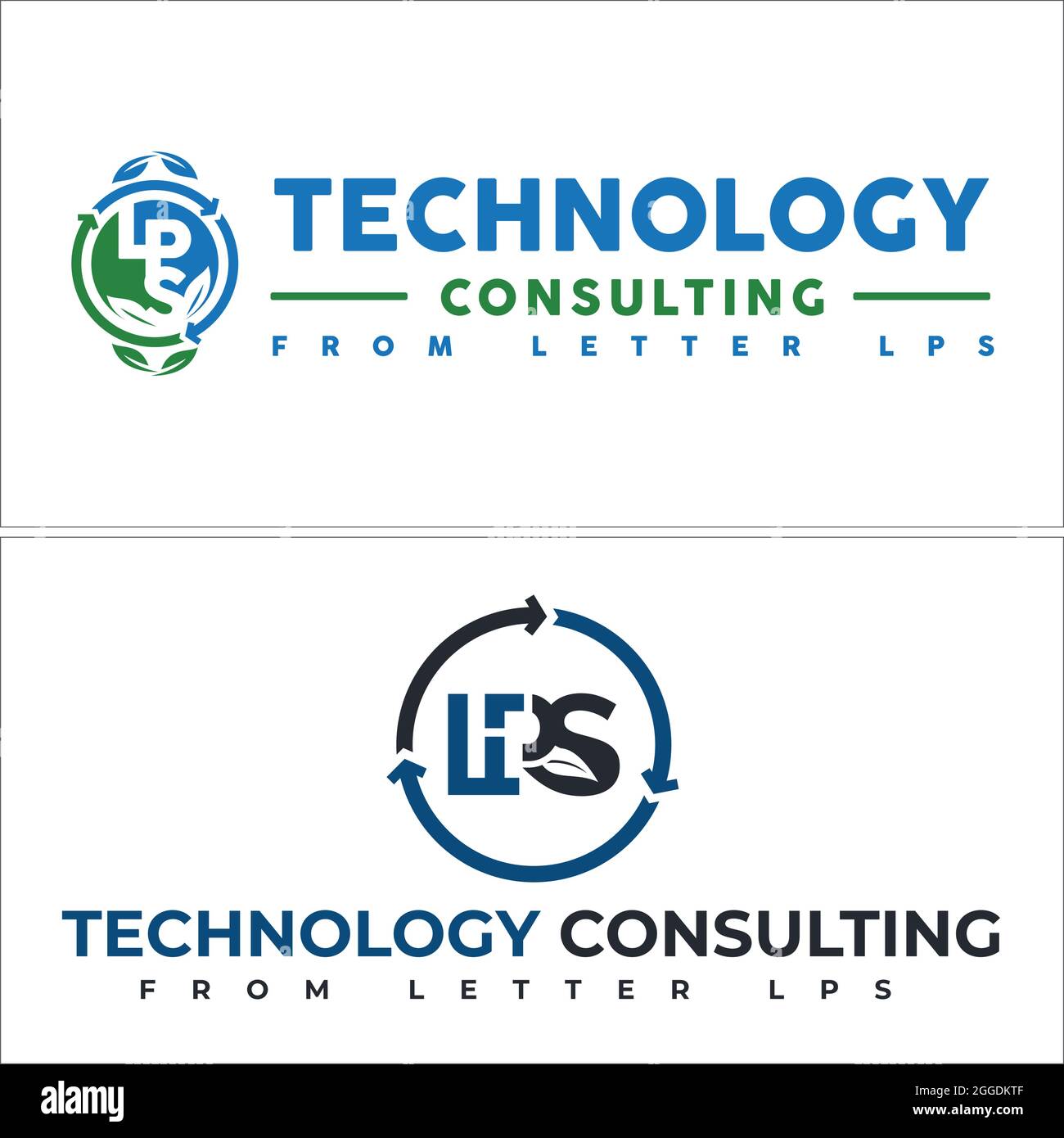 Technology consulting with circling arrow and leaf logo design Stock ...