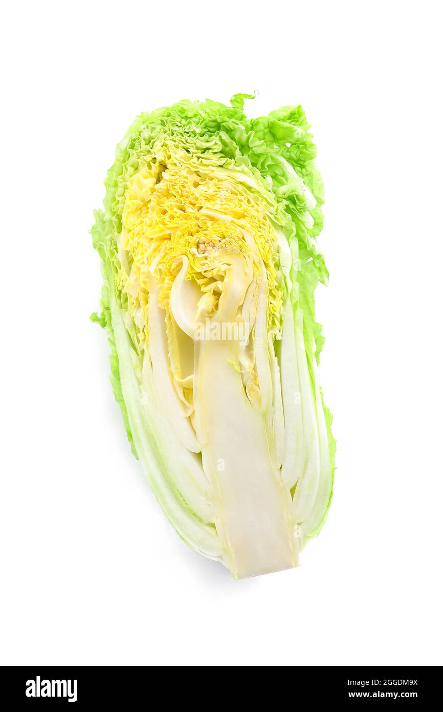 Fresh cut chinese cabbage on white background Stock Photo - Alamy