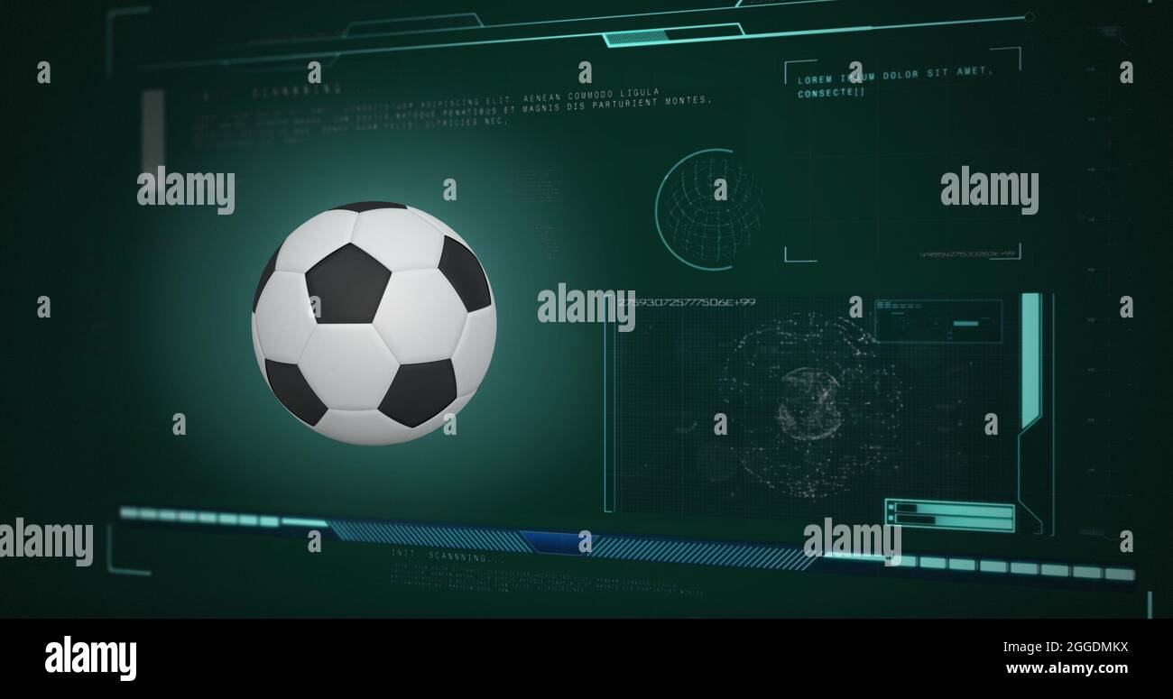Image of scopes scanning and data processing with football Stock Photo ...