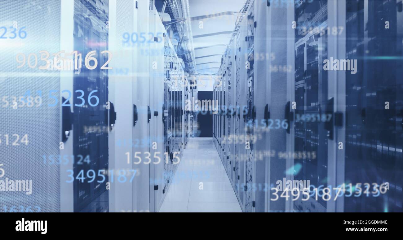 Image of scientific data processing over server room Stock Photo - Alamy