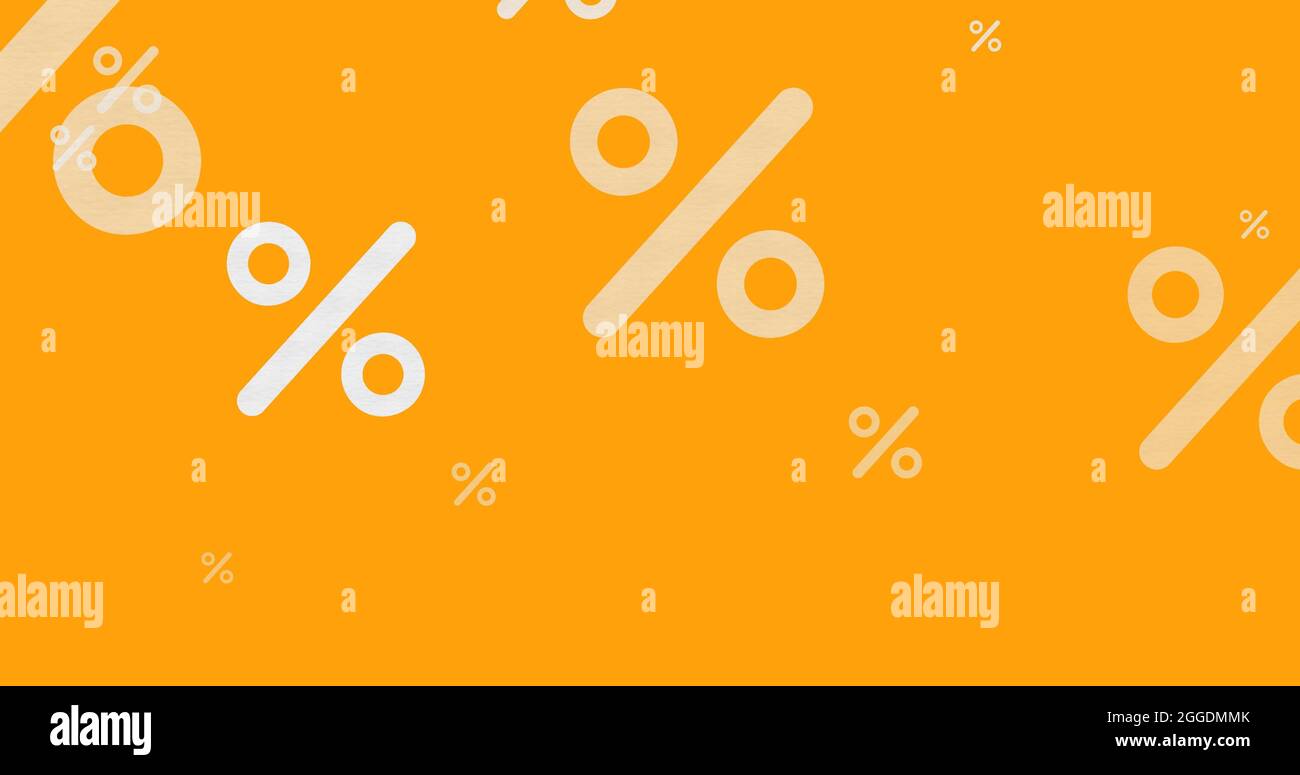 Image of online white percent icons moving on yellow background Stock ...