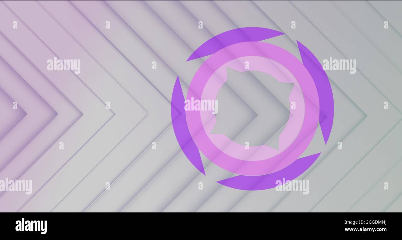 Square and circles shape design spinning against triangles on white ...