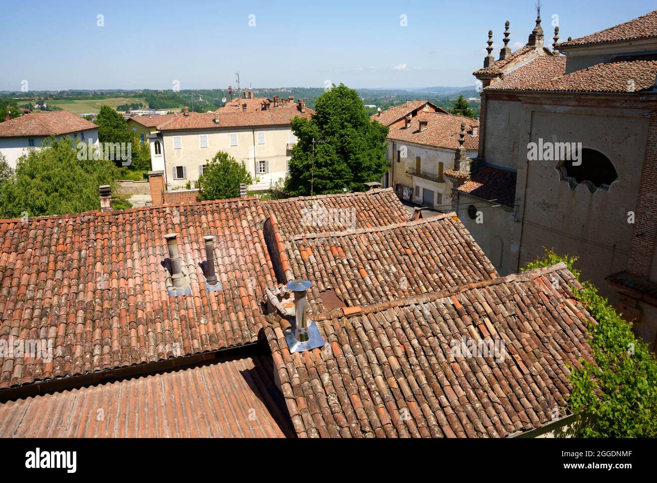 View of Clavesana, a small historic village in Cuneo province, Piedmont ...
