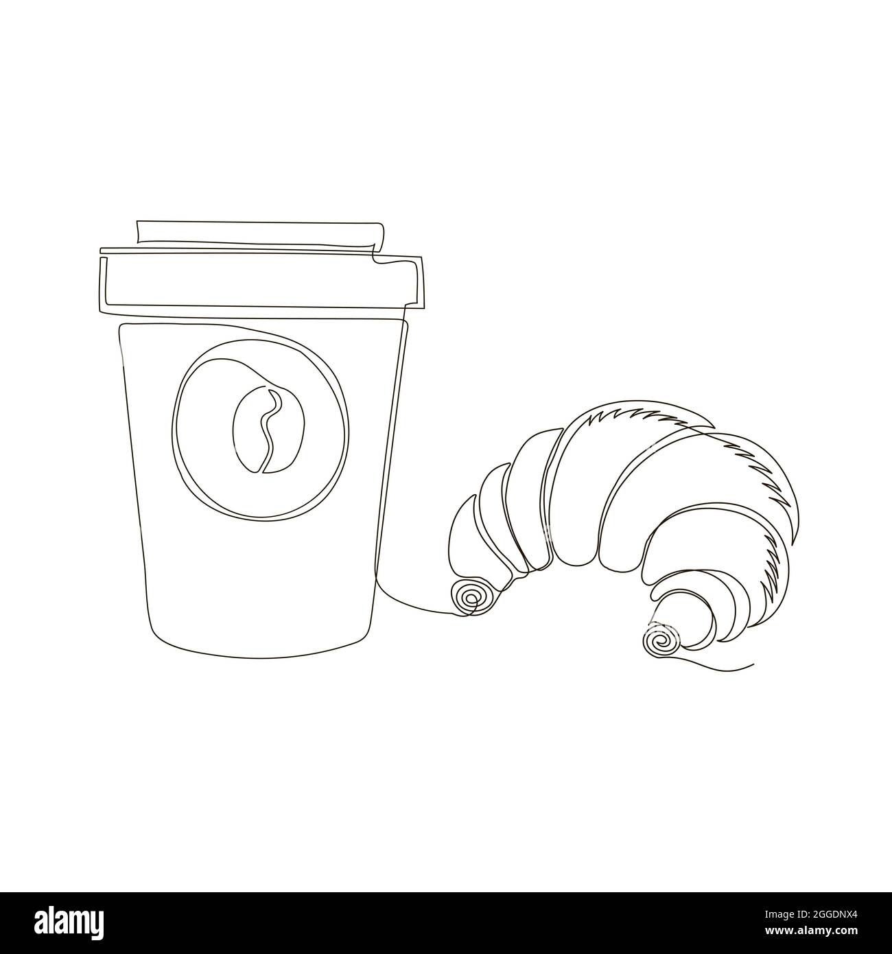 One Continuous Line Drawing. Fast Food Doodle. Modern Minimalistic ...