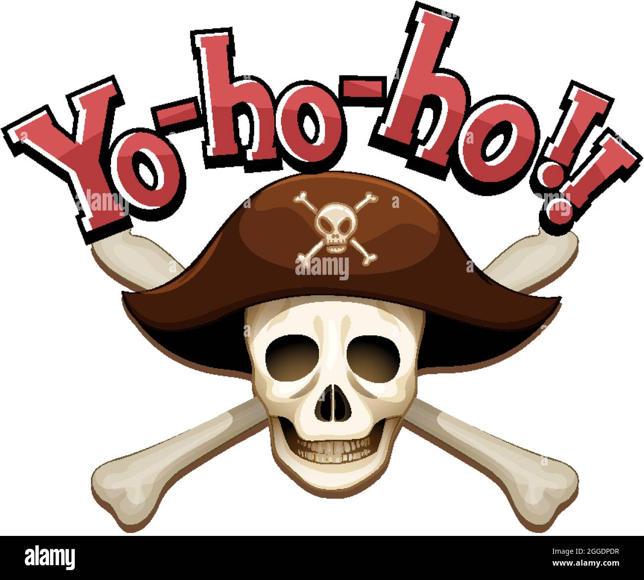 Pirate concept with Yo-ho-ho word banner and skull crossbones ...