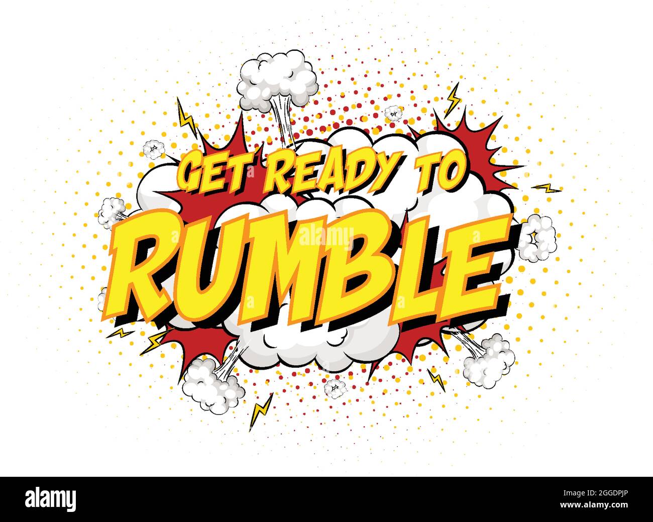 Word Get ready to rumble on comic cloud explosion background ...