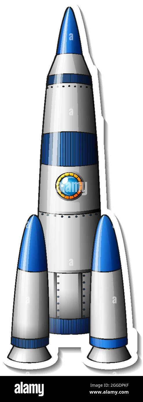 A sticker template with Rocket Space Cartoon isolated illustration ...