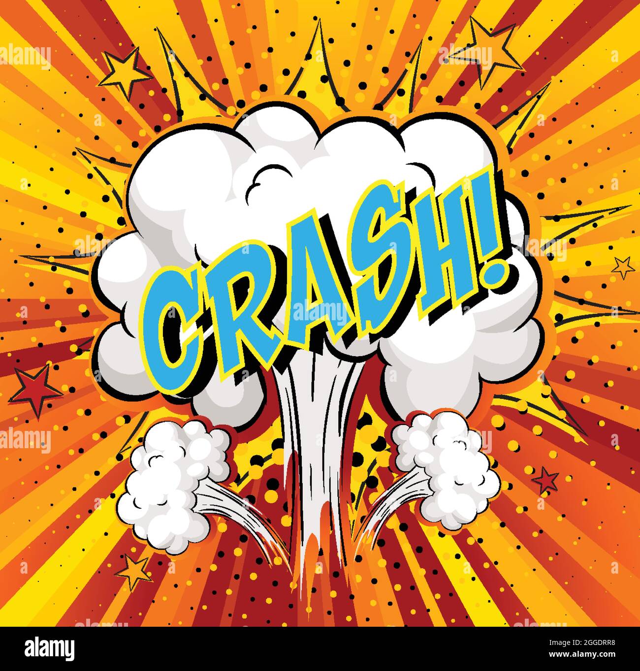 Word Crash on comic cloud explosion background illustration Stock ...