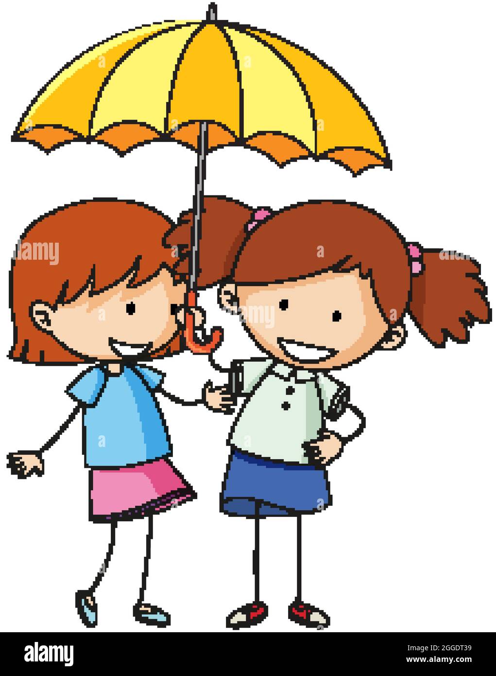 Two cute girls hugging each other illustration Stock Vector Image & Art ...