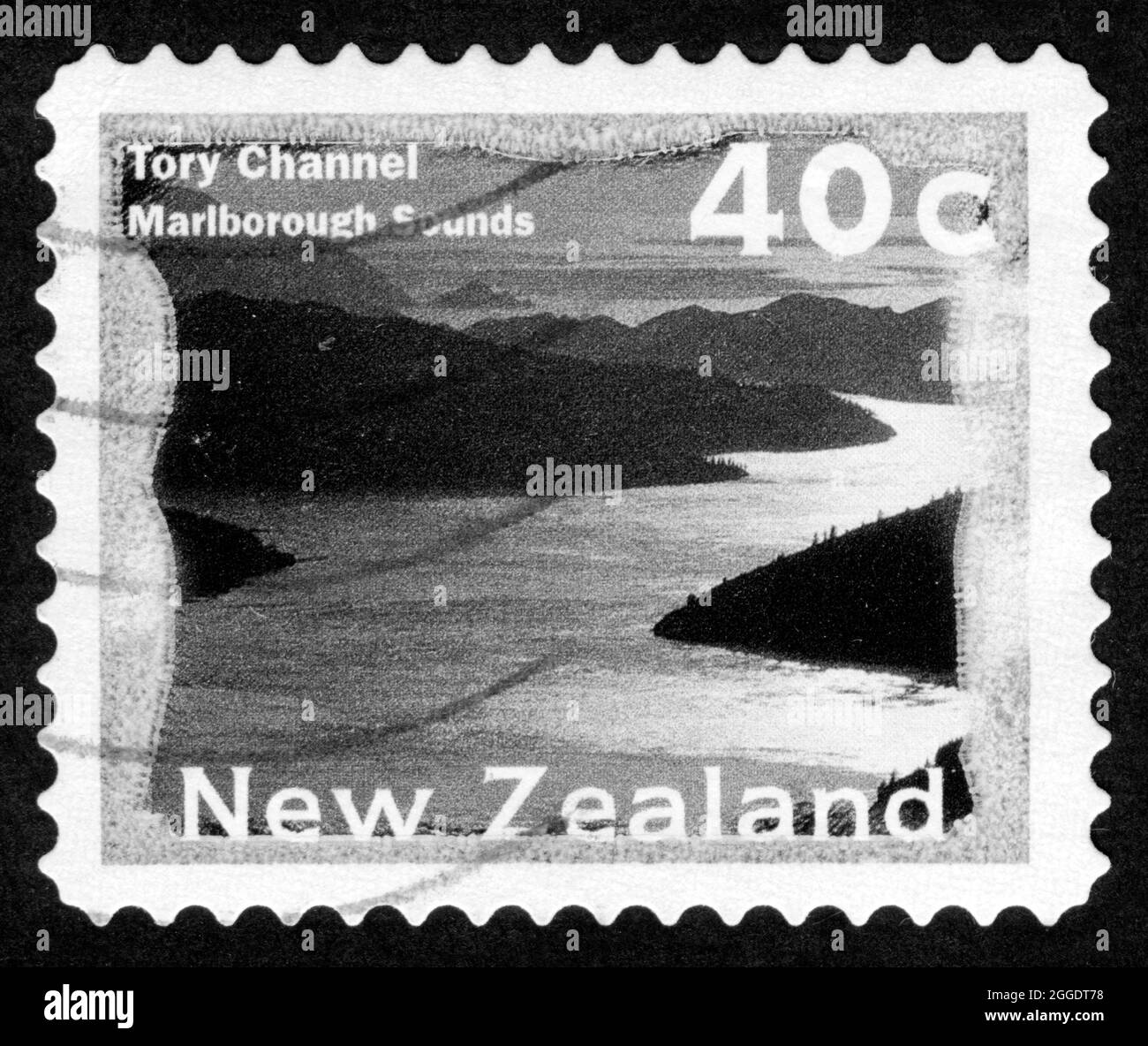 Stamp print in New Zealand, Tory Channel Stock Photo - Alamy