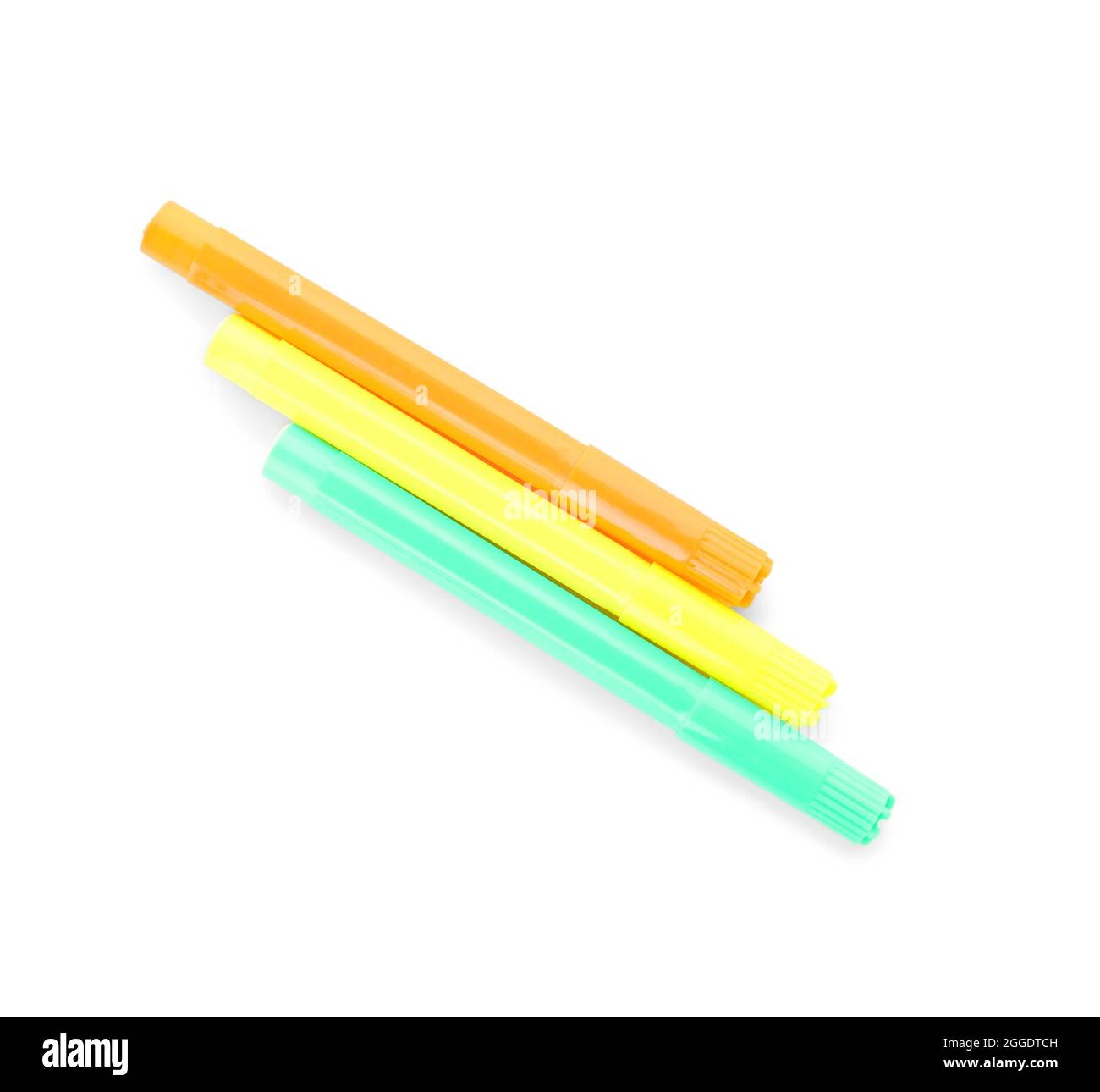 Colorful felt tip pens on white background Stock Photo - Alamy