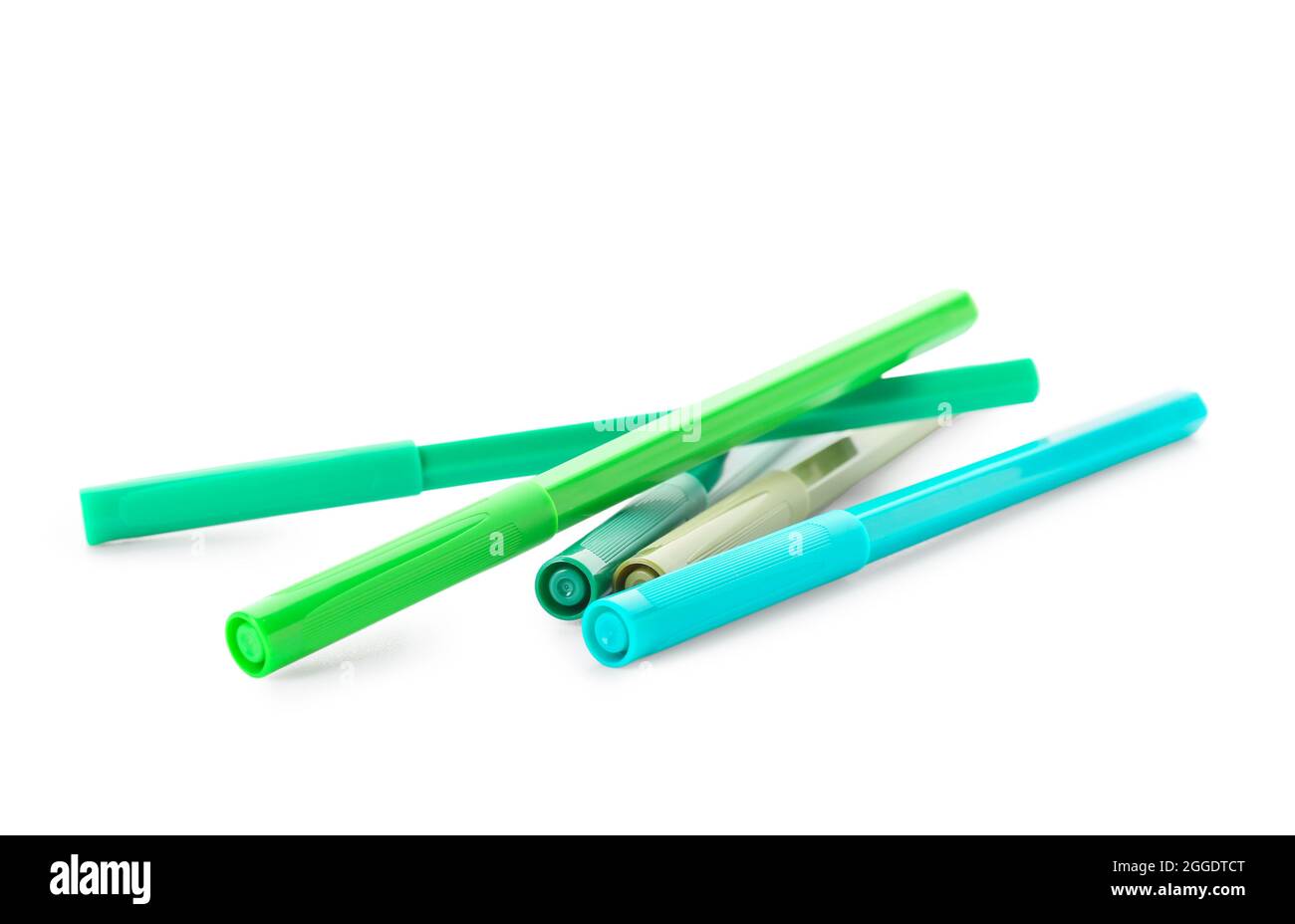 Colorful felt tip pens on white background Stock Photo - Alamy