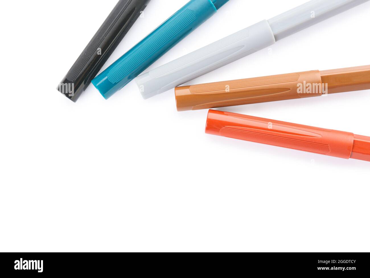 Colorful felt tip pens on white background Stock Photo - Alamy