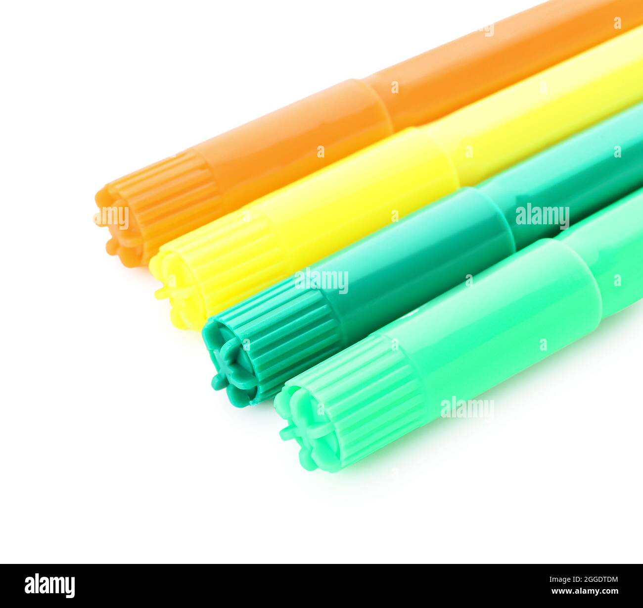 Colorful felt tip pens on white background Stock Photo - Alamy