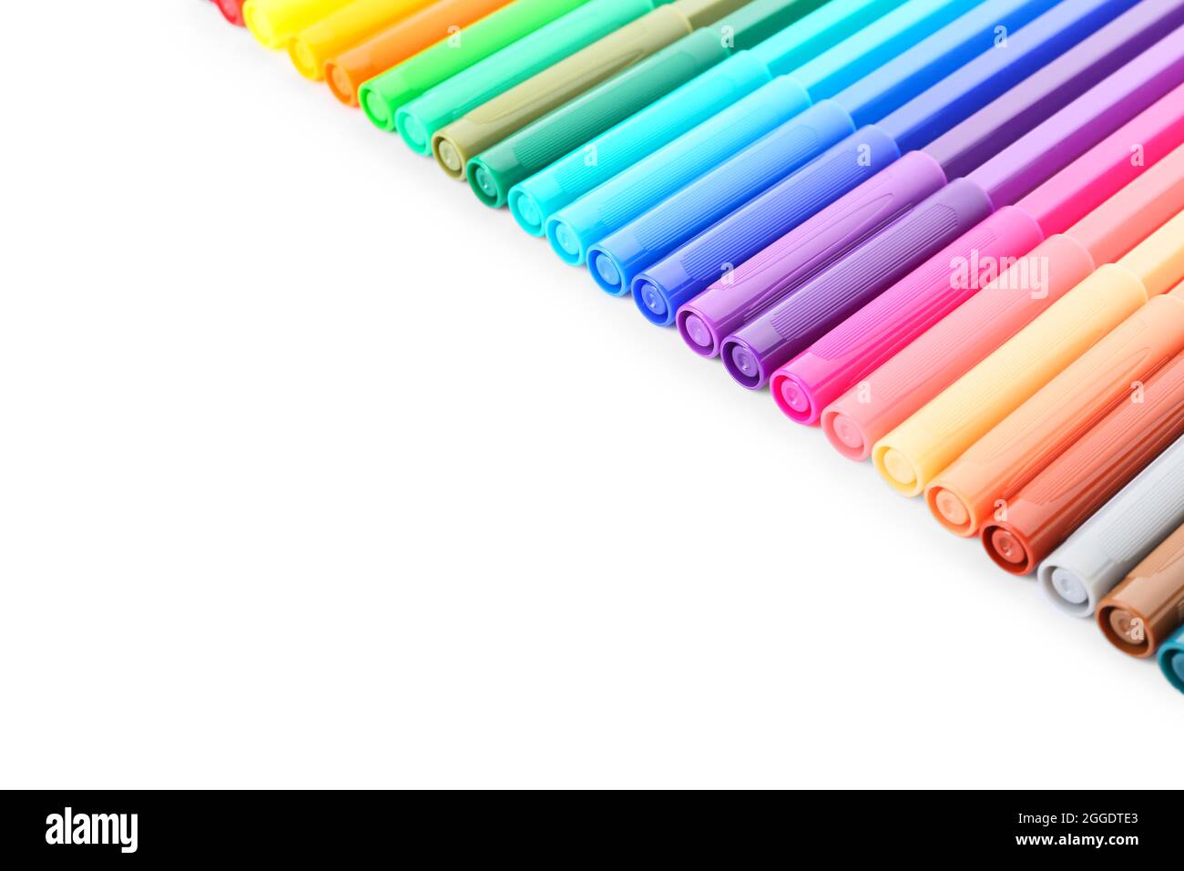 Colorful felt tip pens on white background Stock Photo - Alamy