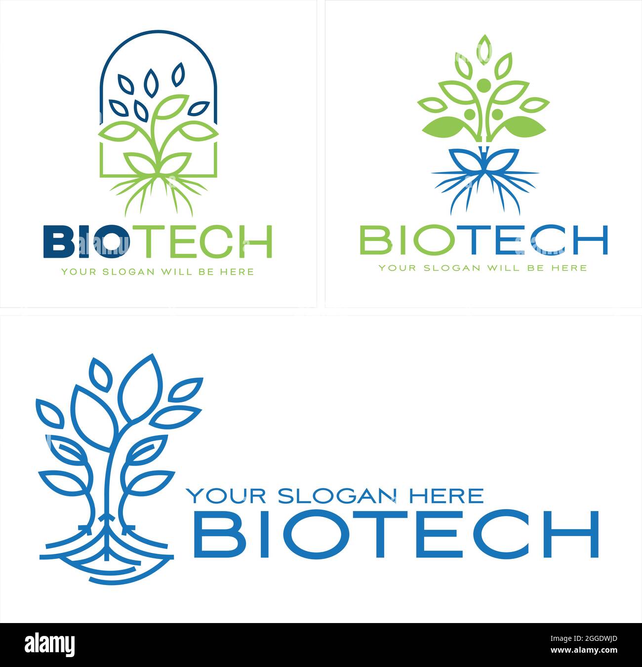 Biotech with tree leaf plant vector logo design Stock Vector Image ...