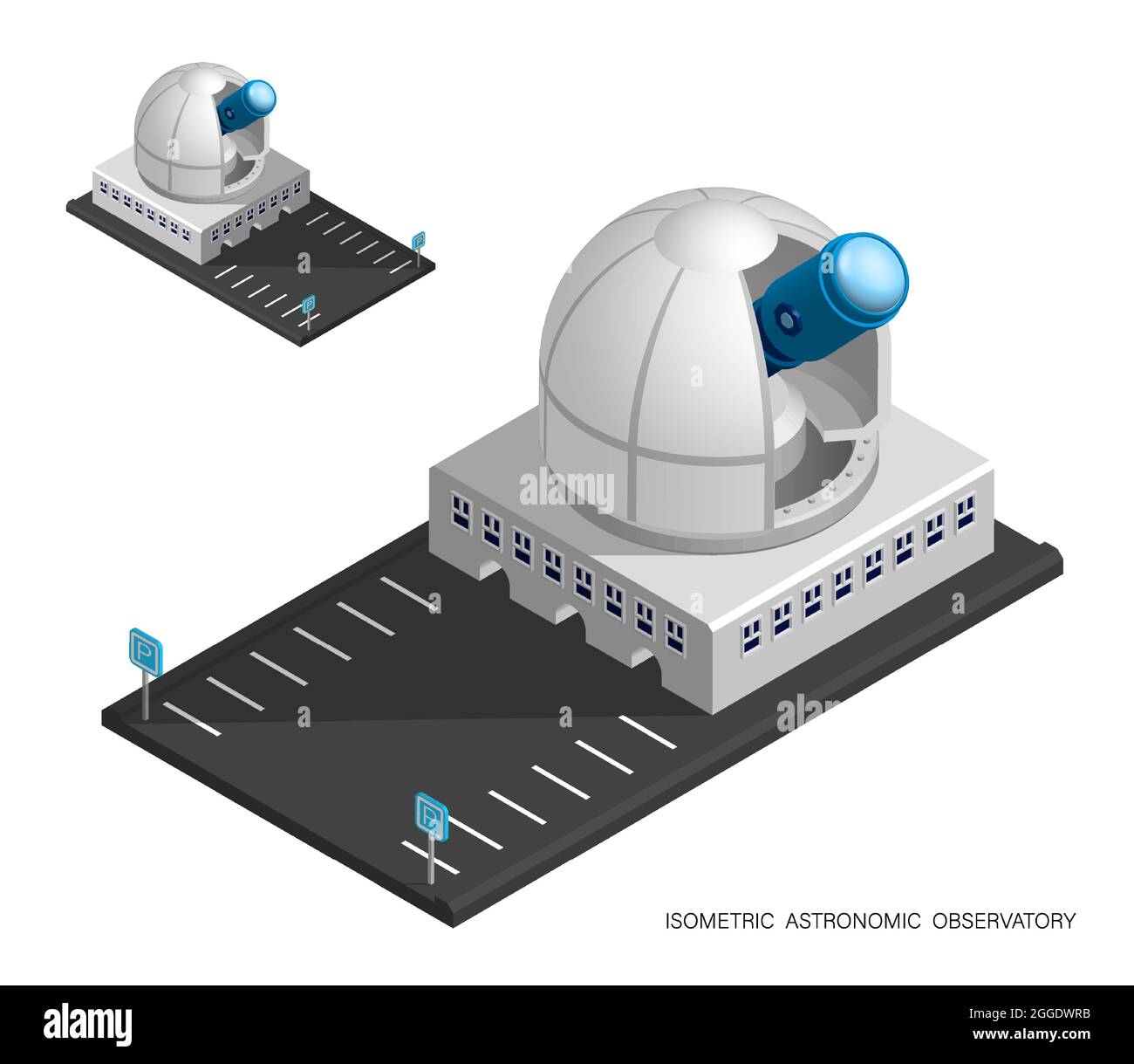 Isometric Observatory. Station for observing space, stars and planets ...