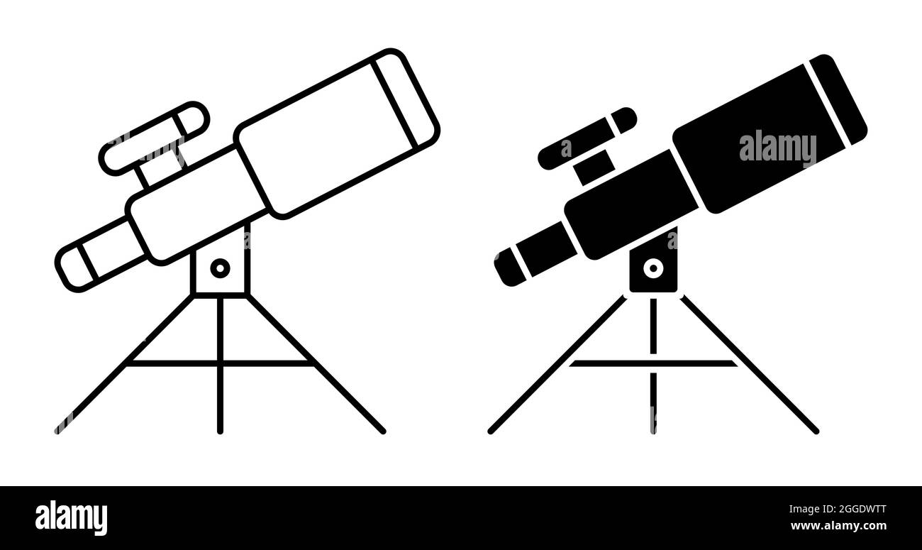 Linear Icon Telescope For Observing Space Stars And Planets Of Solar System Space Exploration