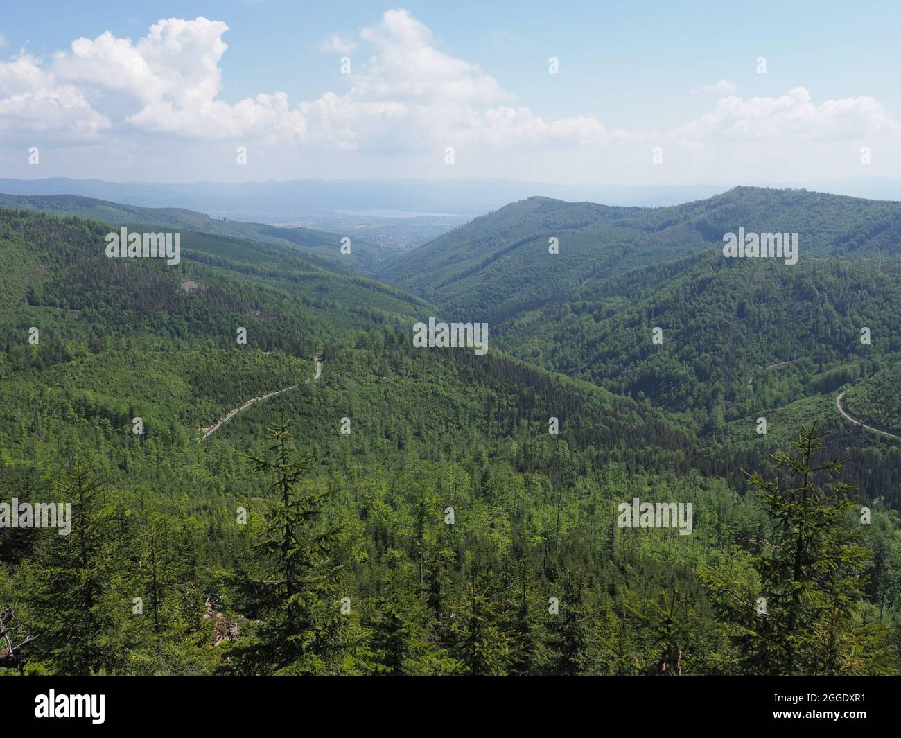 Silesian Beskids landscapes range near european Salmopol pass in Poland ...