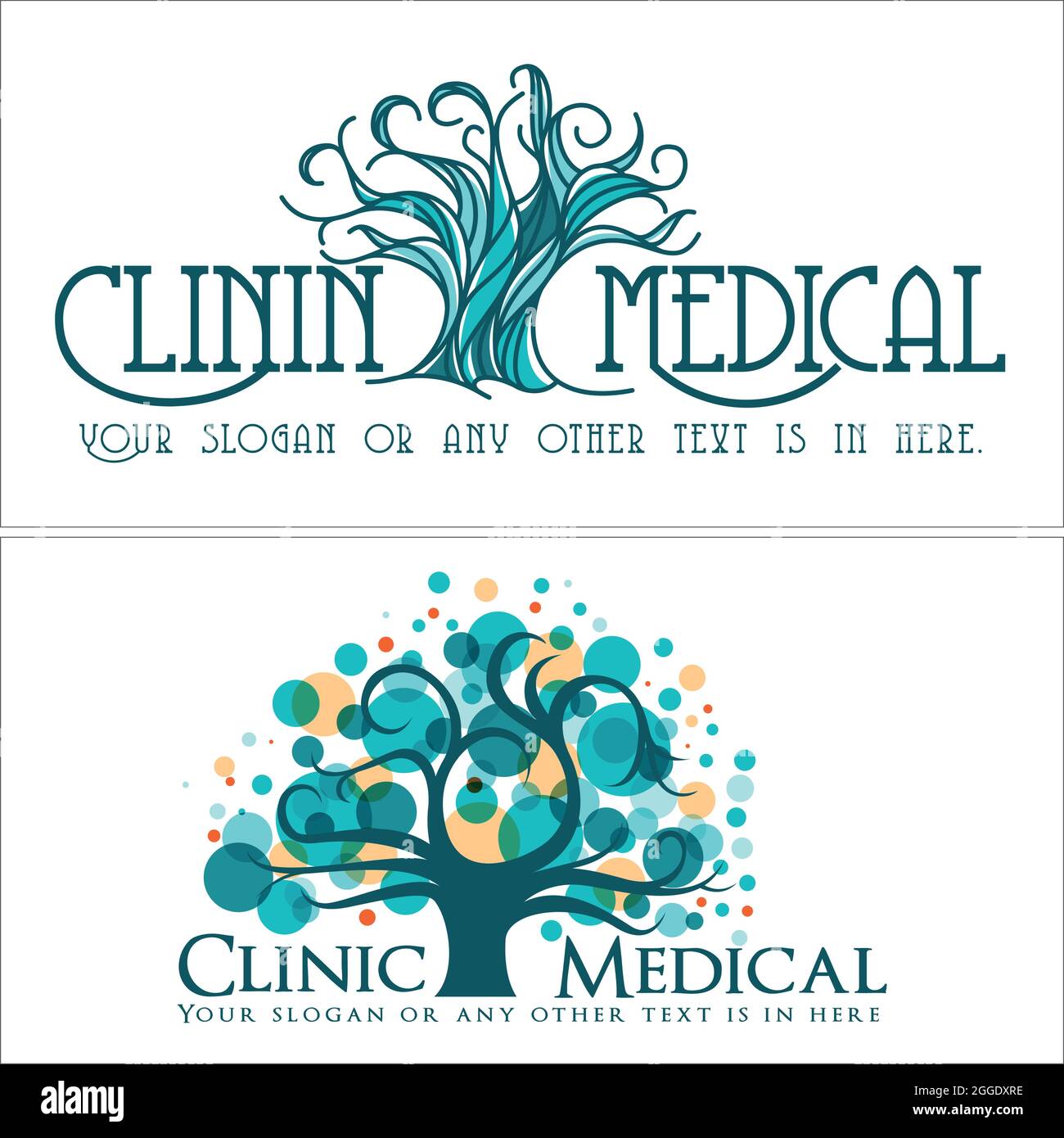 Medical counselling health clinic with tree leaf bubble colorful logo ...