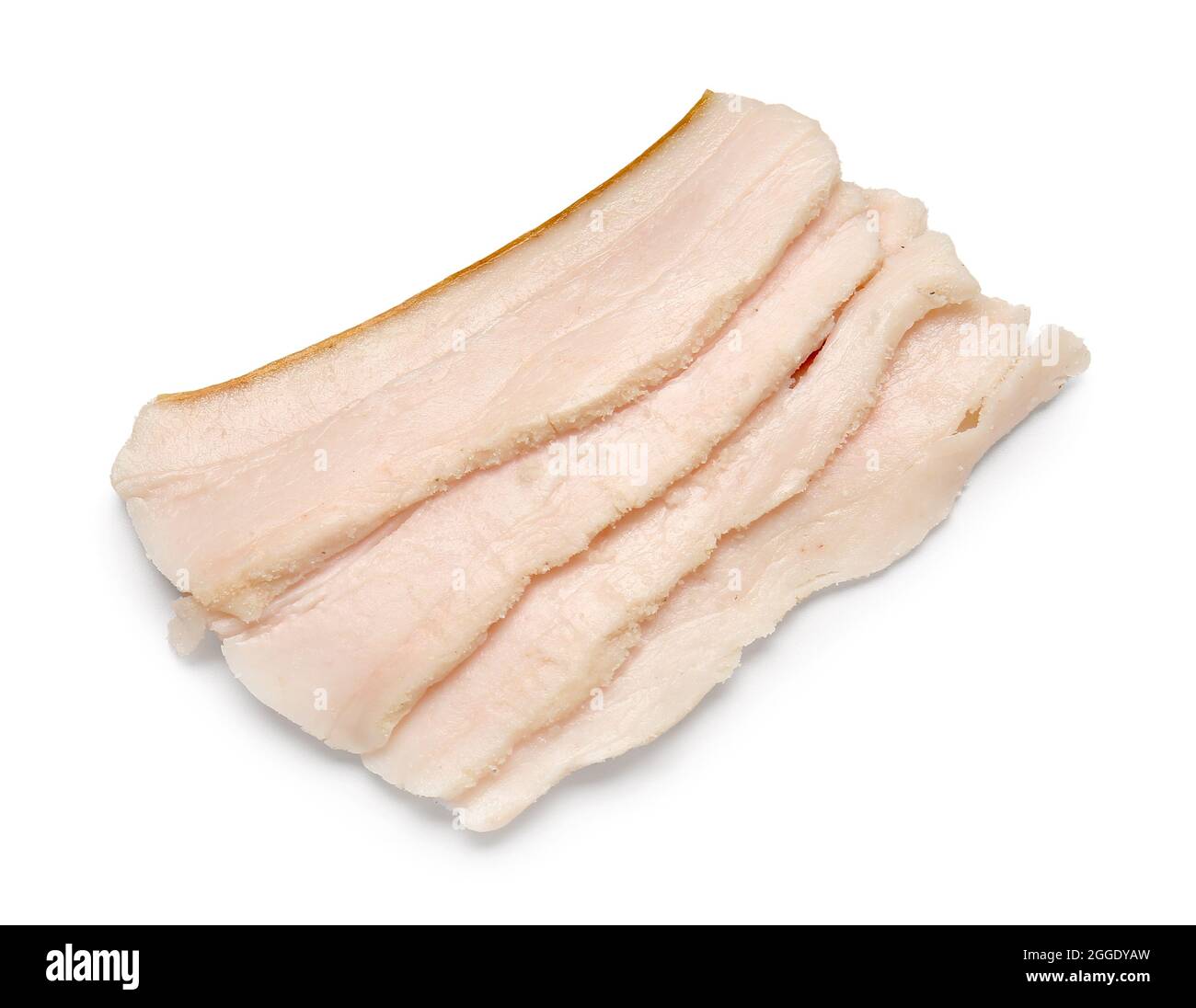 Slices of salted lard on white background Stock Photo - Alamy