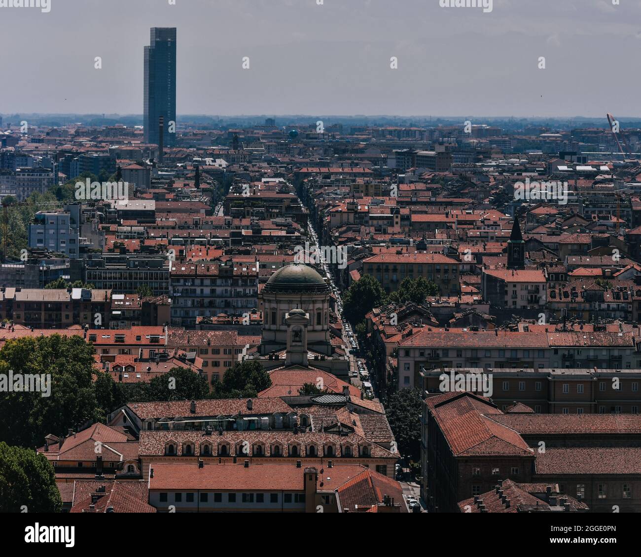 Mesmerizing view of Turin city center with the landmark of Mole ...