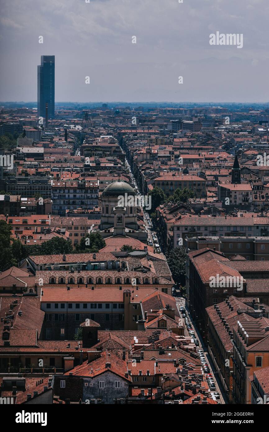 Mesmerizing view of Turin city center with the landmark of Mole ...