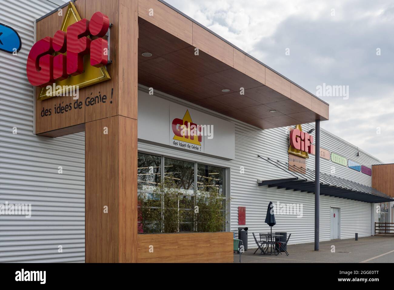 FLECHE, FRANCE - Jul 31, 2021: The View of Store facade of GIFI brand ...