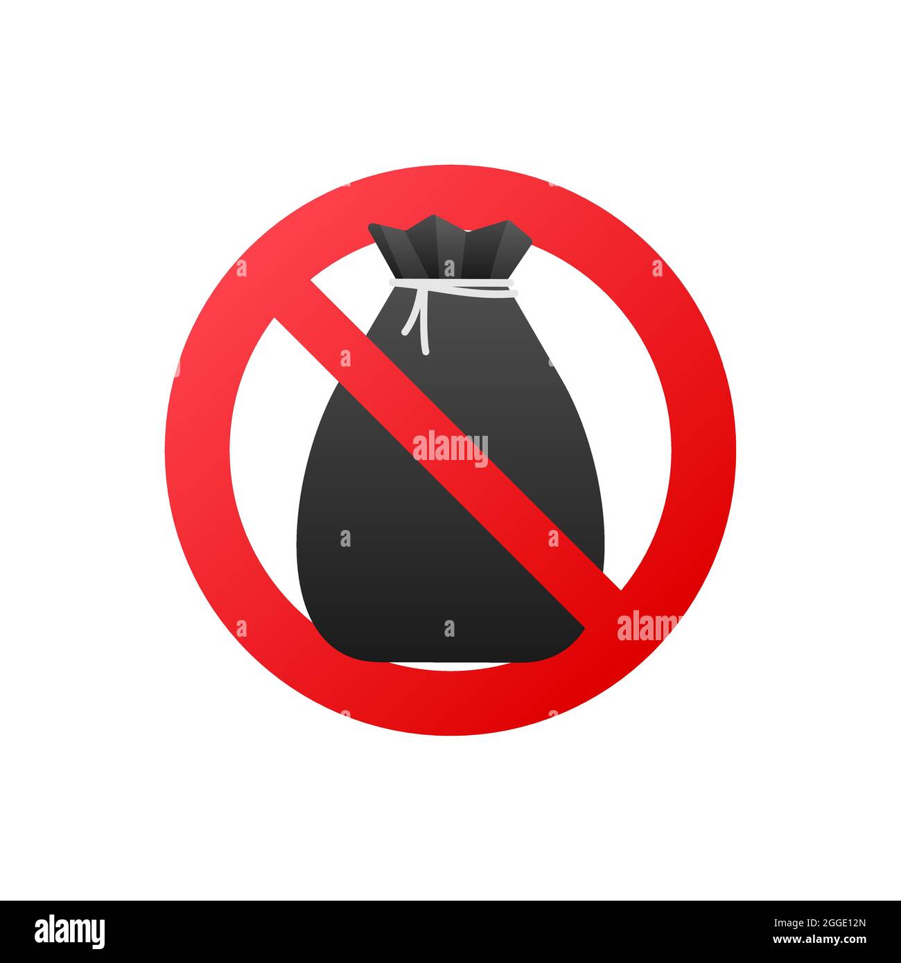 Flat red icon no garbage. Flat vector illustration. Vector icon Stock ...