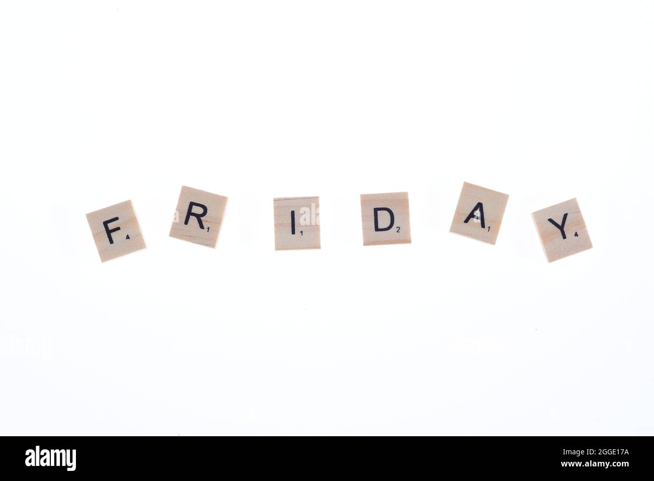 Word friday arranged from wooden blocks on white background Stock Photo ...